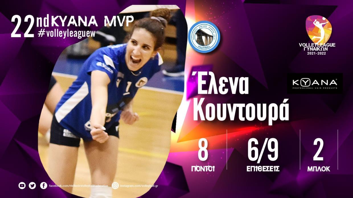 Volley League γυναικών: Η Έλενα Κουντουρά MVP της 22ης αγωνιστικής
